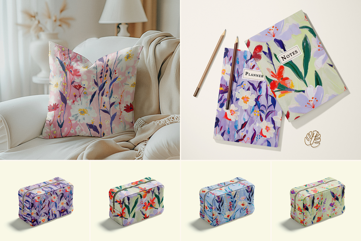 Dancing Floral Seamless Patterns, a Pattern Graphic by Ninterints