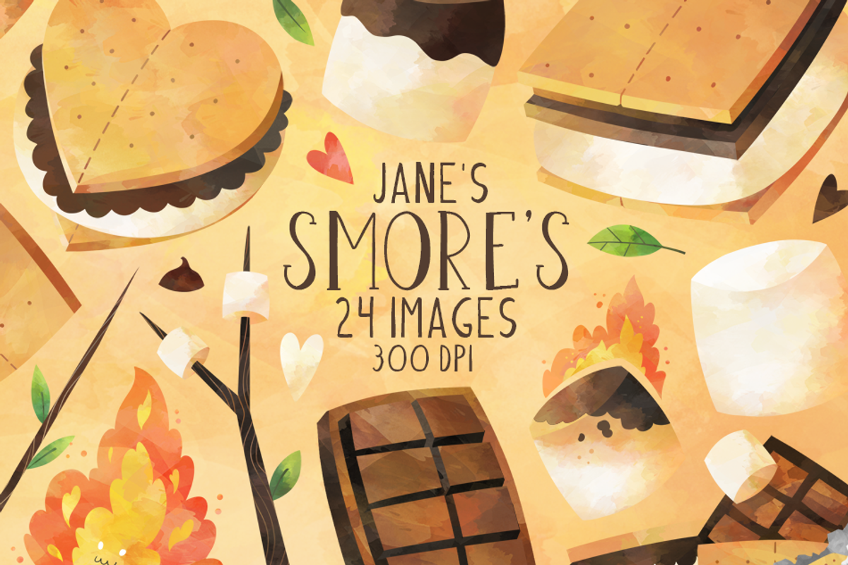 Watercolor Smores Clipart, an Illustration by DigitalArtsi
