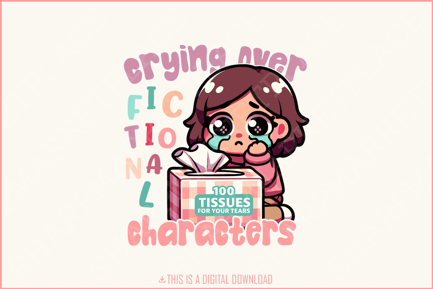 Crying Over Fictional Characters PNG, an Illustration by SharpMarketplace