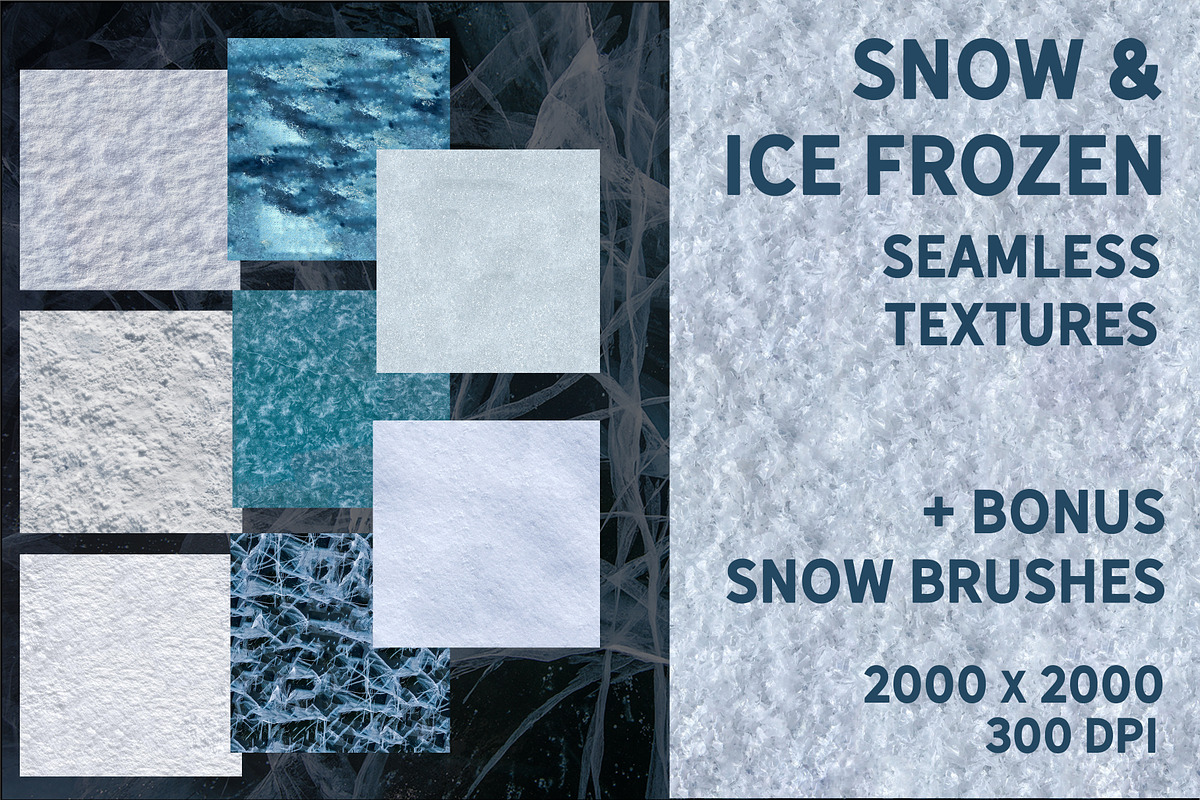 SNOW & FROZEN ice Seamless Textures, a Texture Graphic by Alexiva