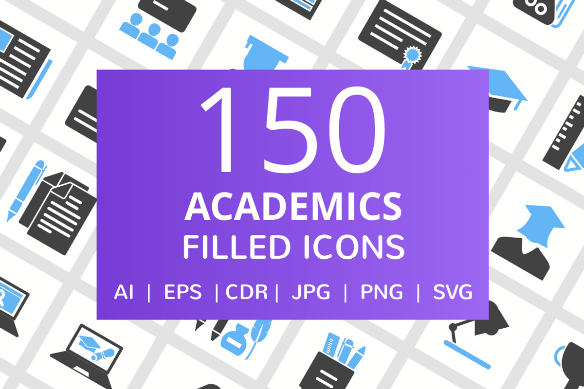 150 Academics Filled Icons, an Outline Icon by IconBunny | Creative Market