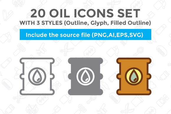 20 Oil icon set with 3 styles, an Icon by Rudez Studio