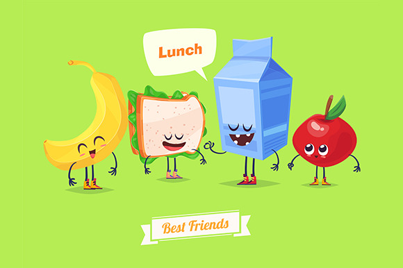 Best friends. Funny characters | Food Illustrations ~ Creative Market