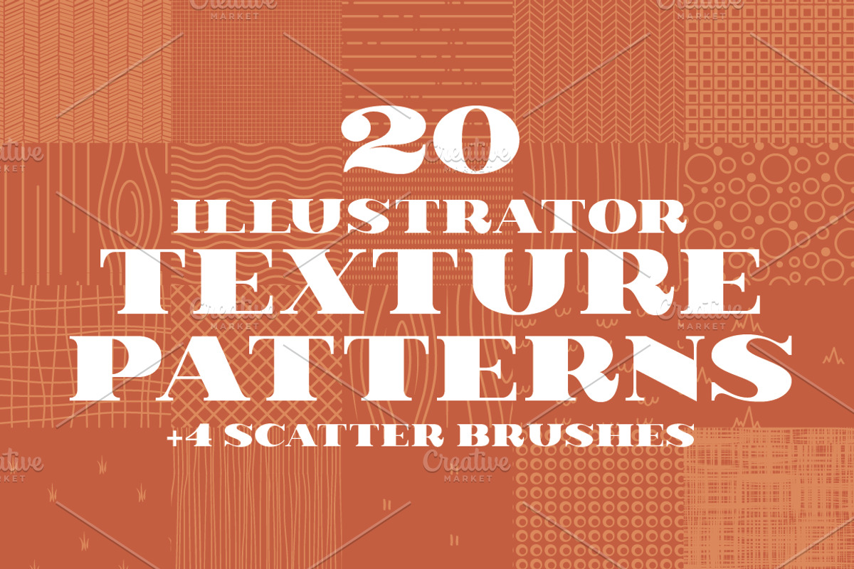 20 Illustrator Texture Patterns, a Brushes & More by Dandylyon Designs ...
