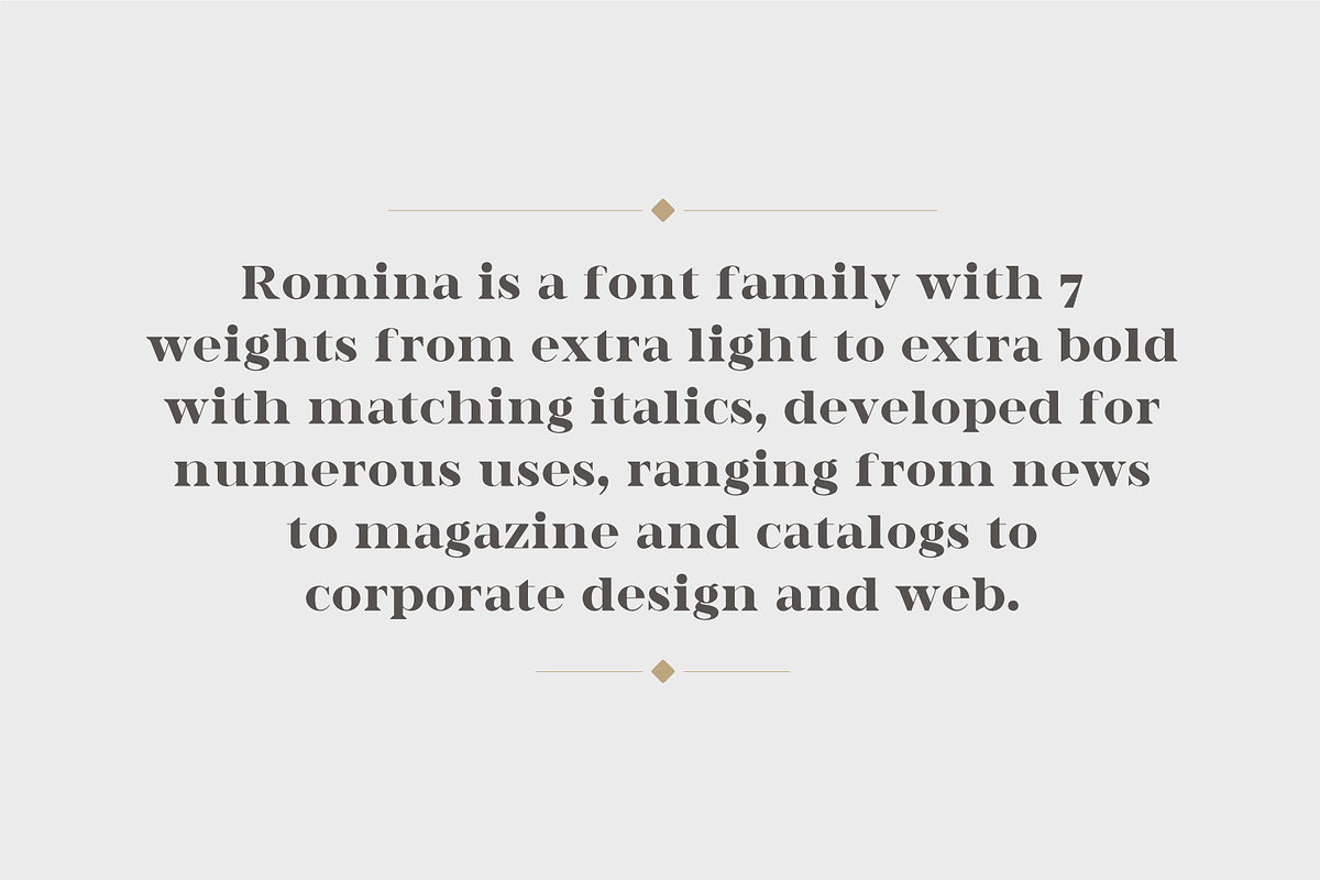 Romina / Neoclassical font family, a Serif Font by Rosario Nocera
