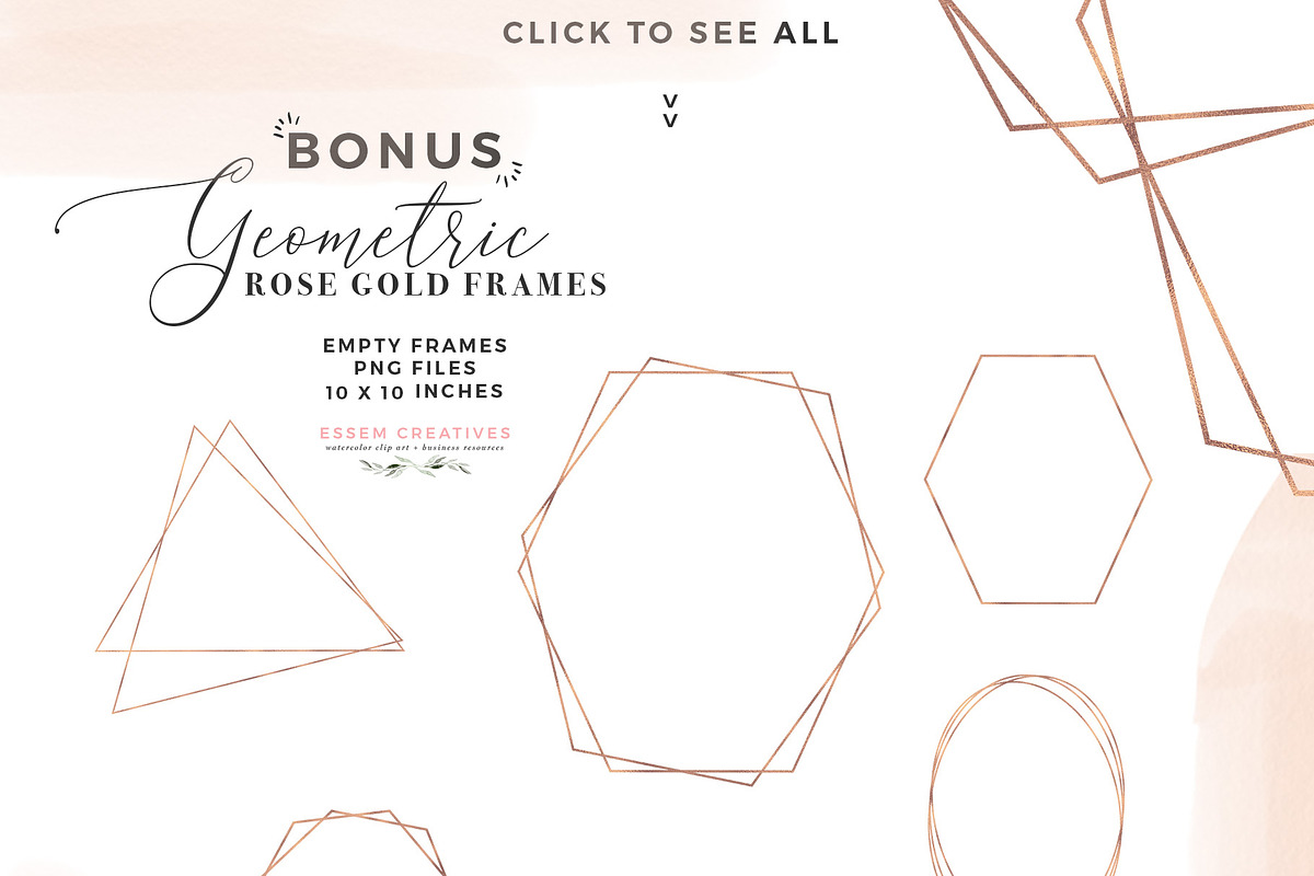 Rose Gold Geometric Frames Clipart, an Illustration by Essem Creatives