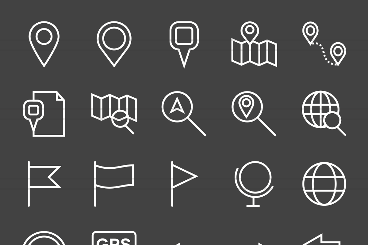 50 Maps Line Inverted Icons, an Outline Icon by IconBunny
