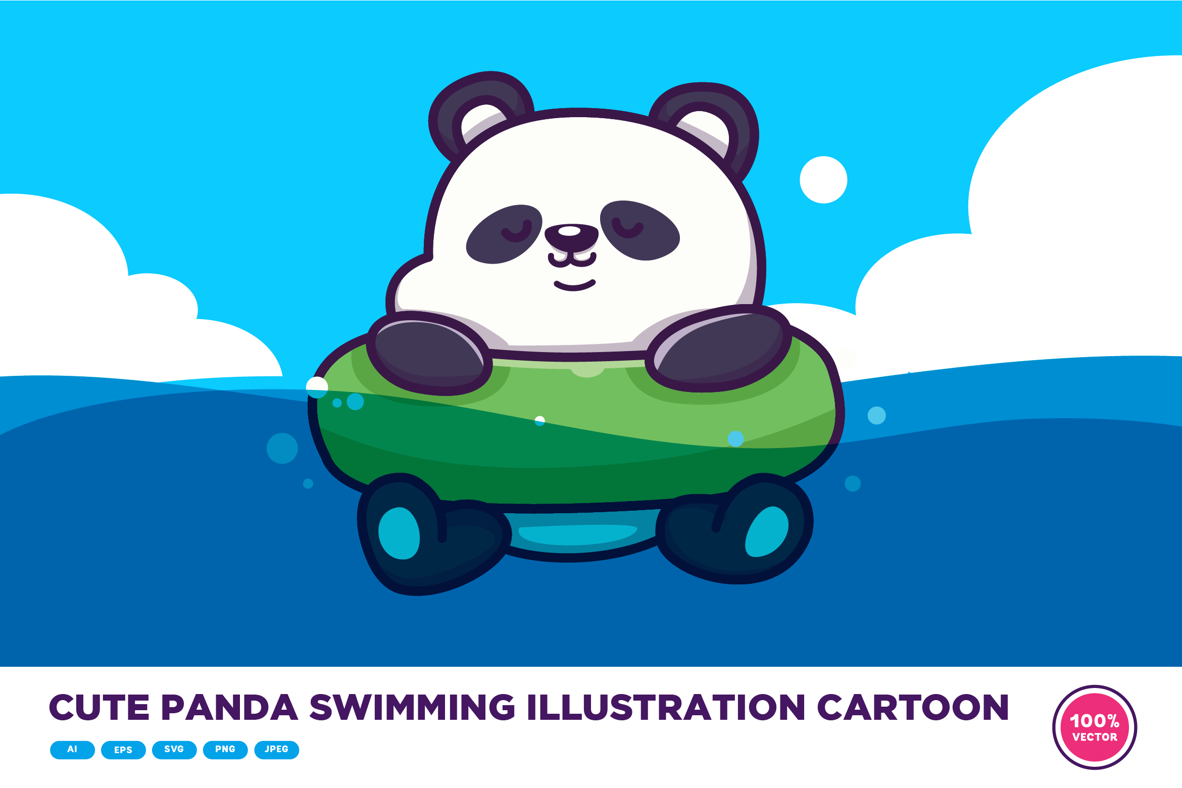 Cute Panda Swimming Illustration, an Animal Illustration by Catalyst ...