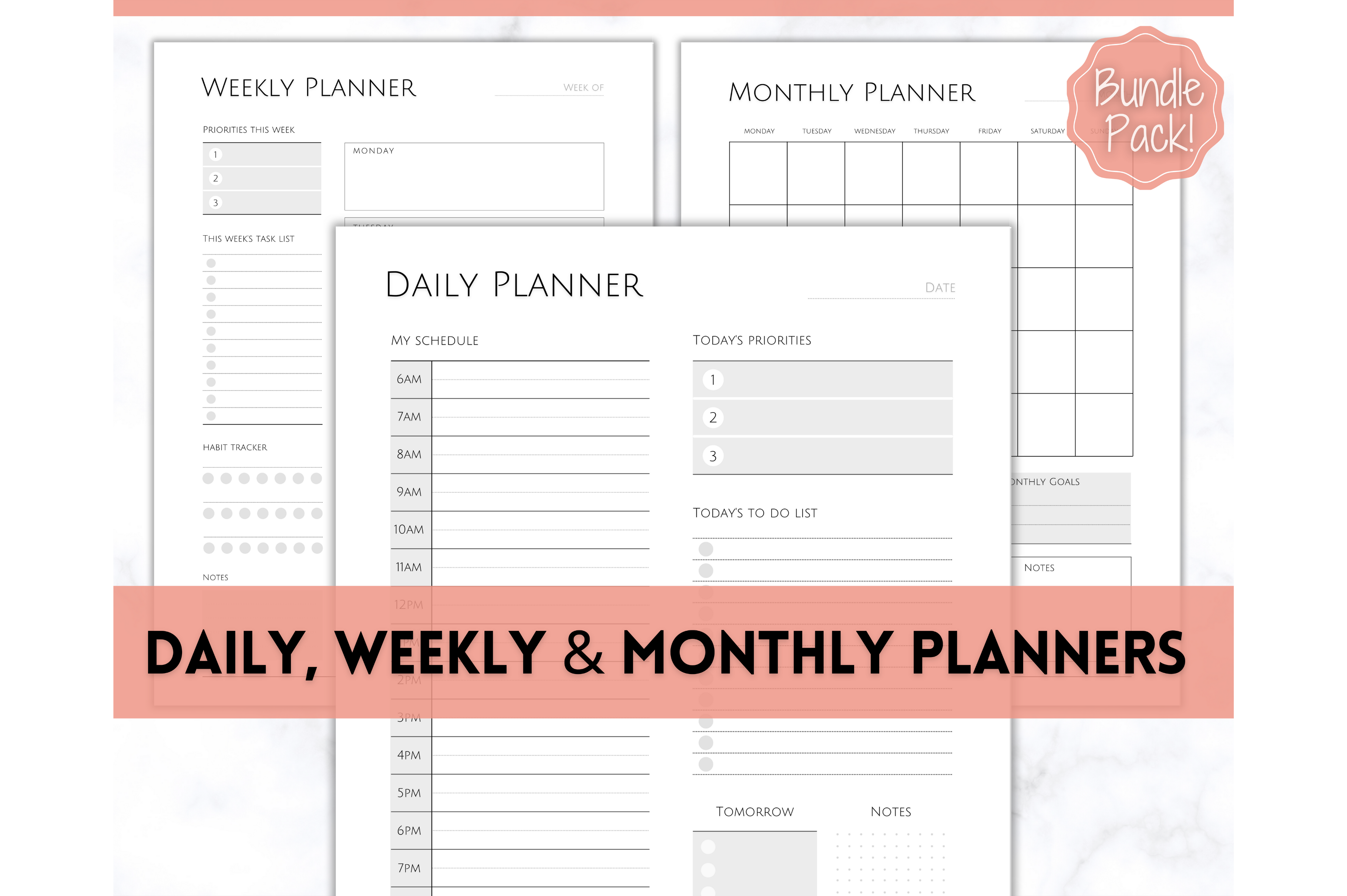 Planner BUNDLE! Daily, Weekly, Monthly
