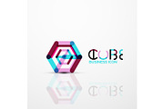 Cube idea concept logo, line, a Technology Illustration by antishock