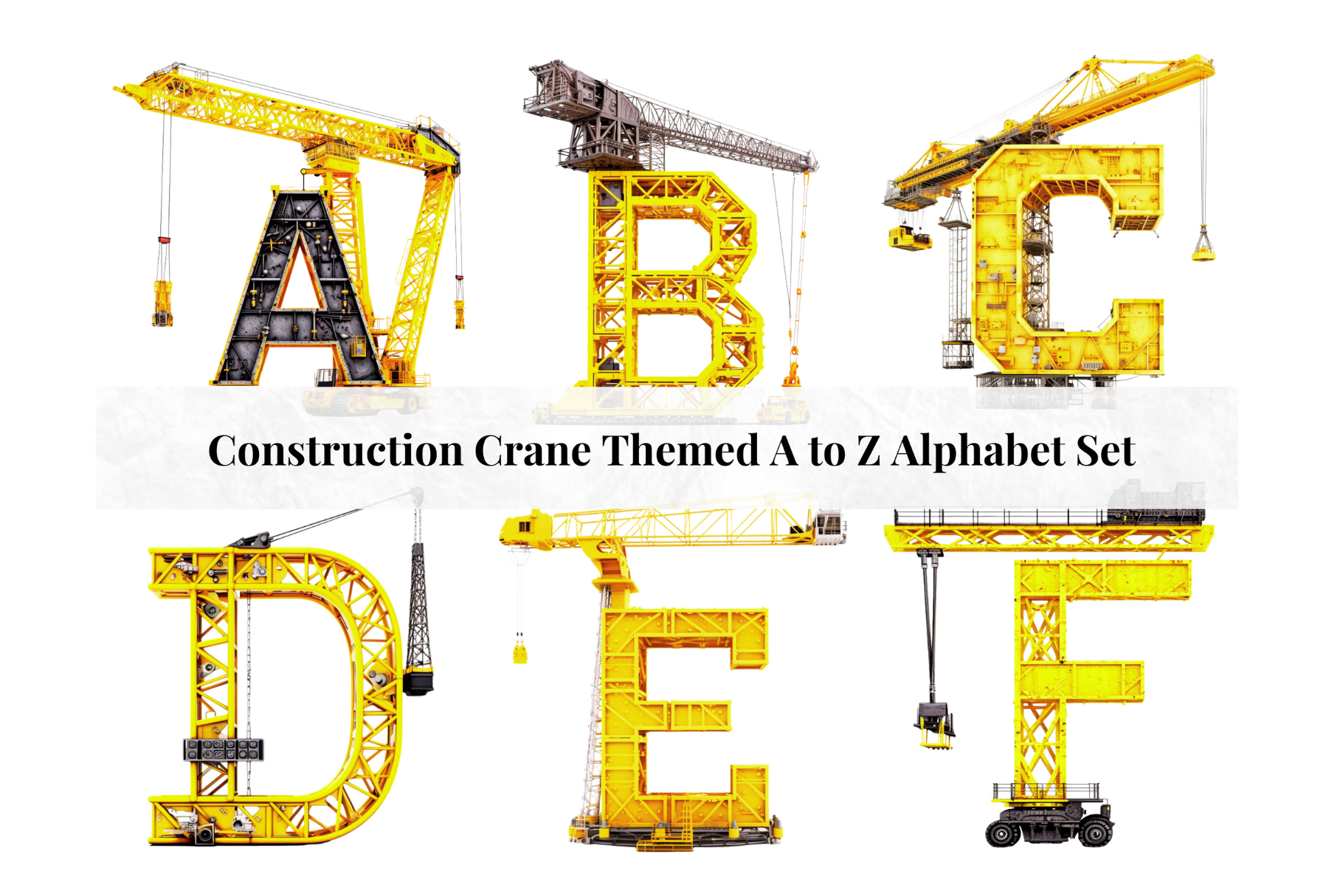 Construction Crane Alphabet Letters, a Decorative Illustration by ...