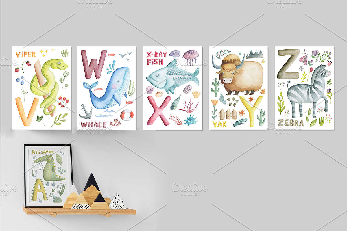 Watercolor Alphabet poster
