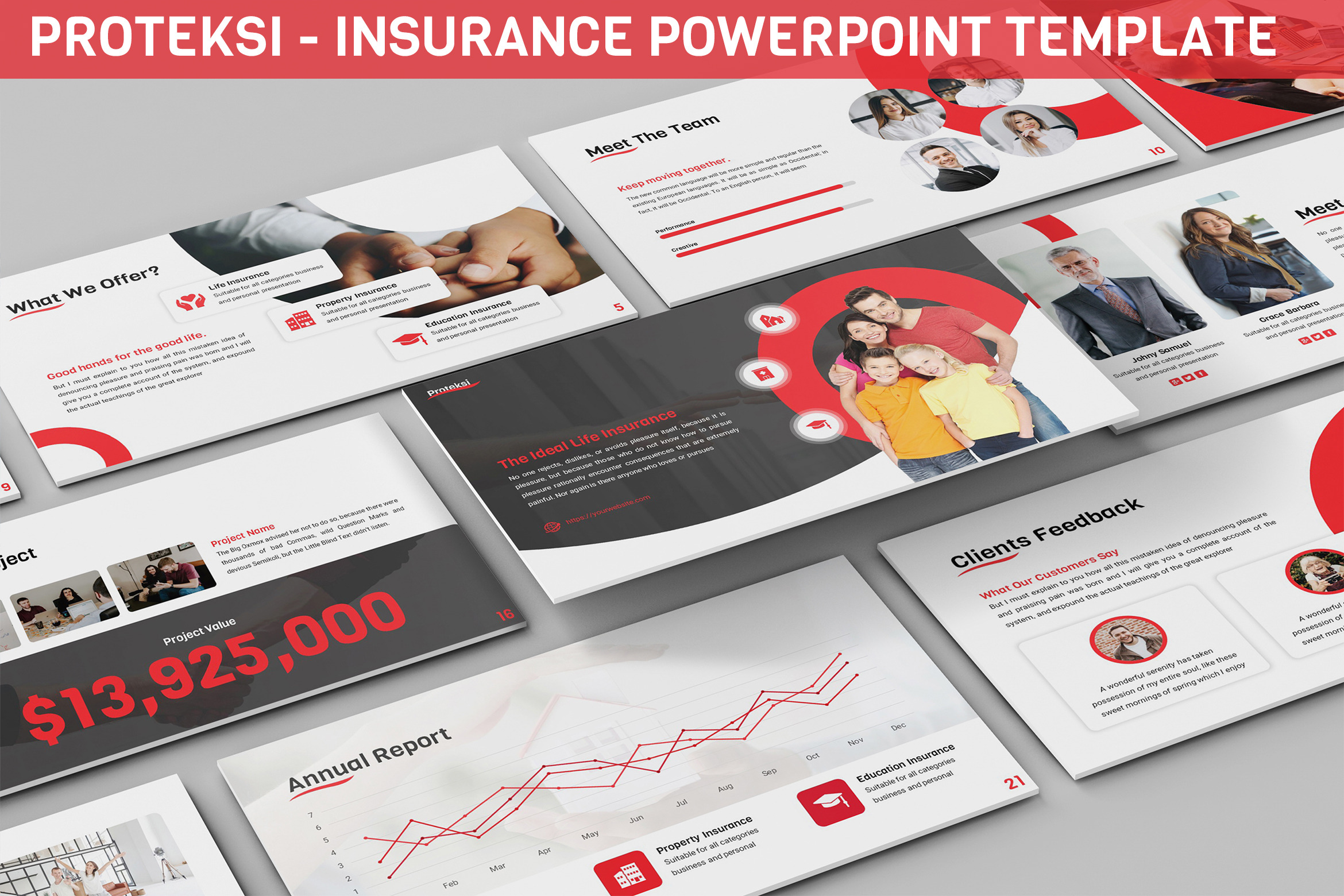 Proteksi - Insurance Powerpoint, a Presentation Template by SlideFactory