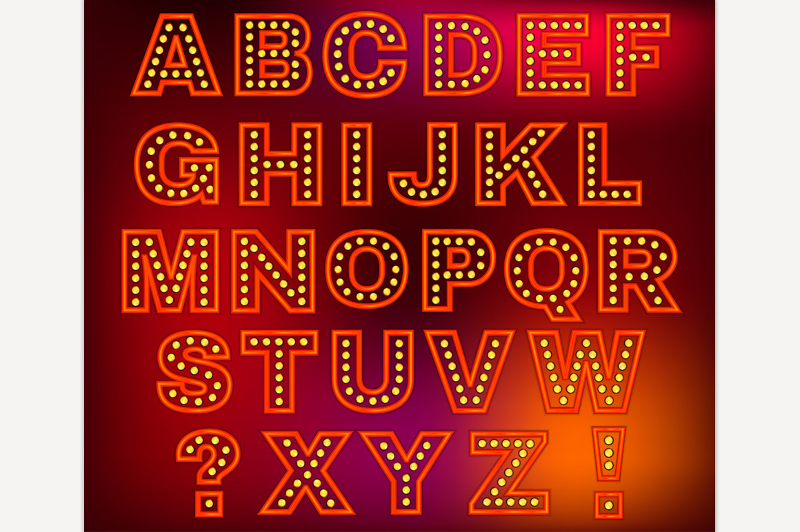 Retro Lights Letters, a Decorative Illustration by Anna's Shop ...