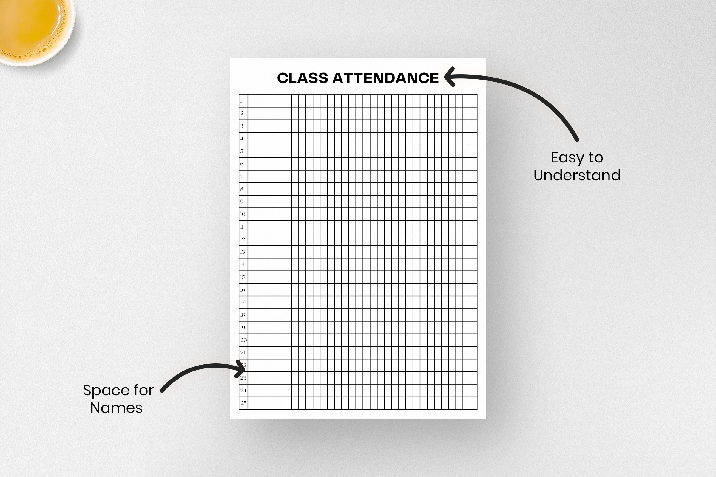 Attendance Printable Planner, a Print Template by Snapybiz