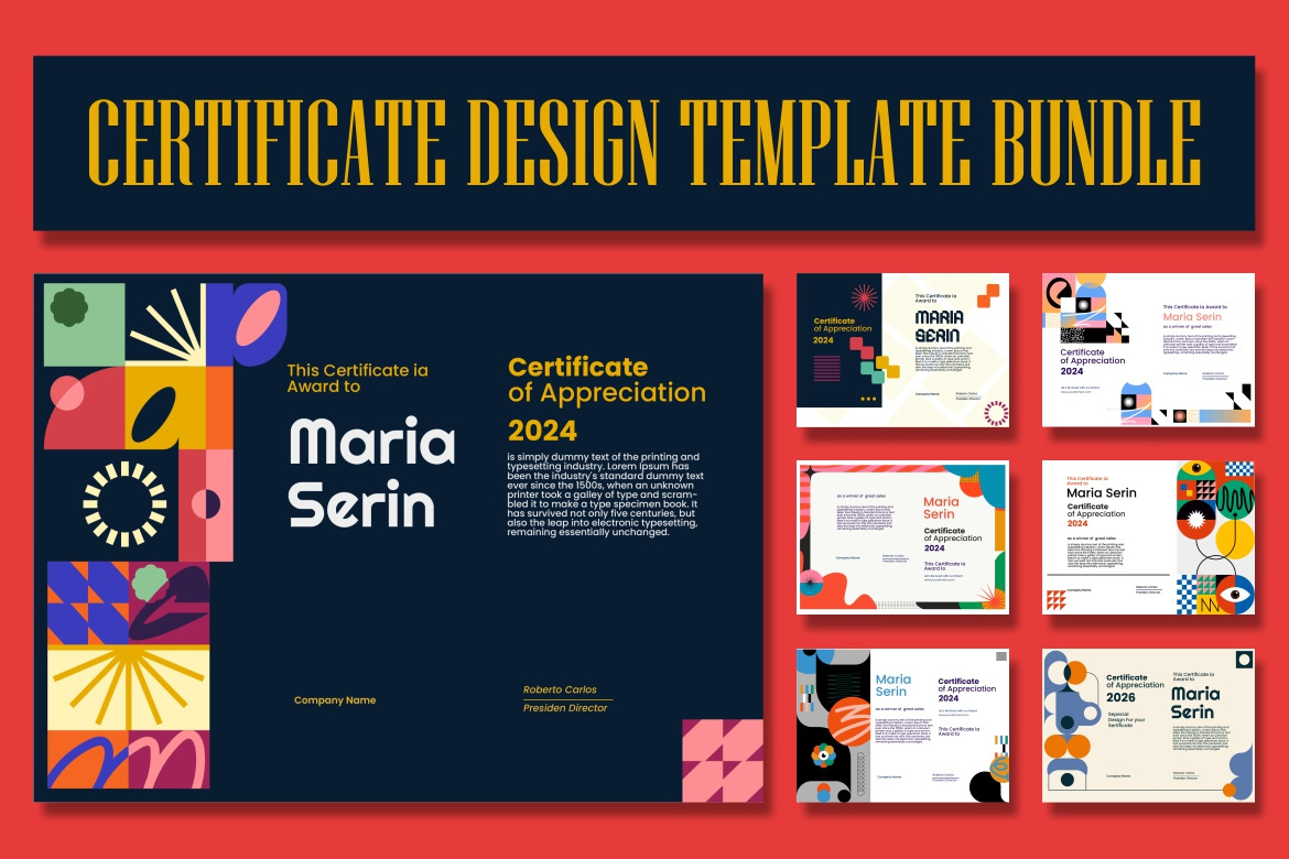 Certificate Design Template Bundle, a Print Template by MaikoHatta