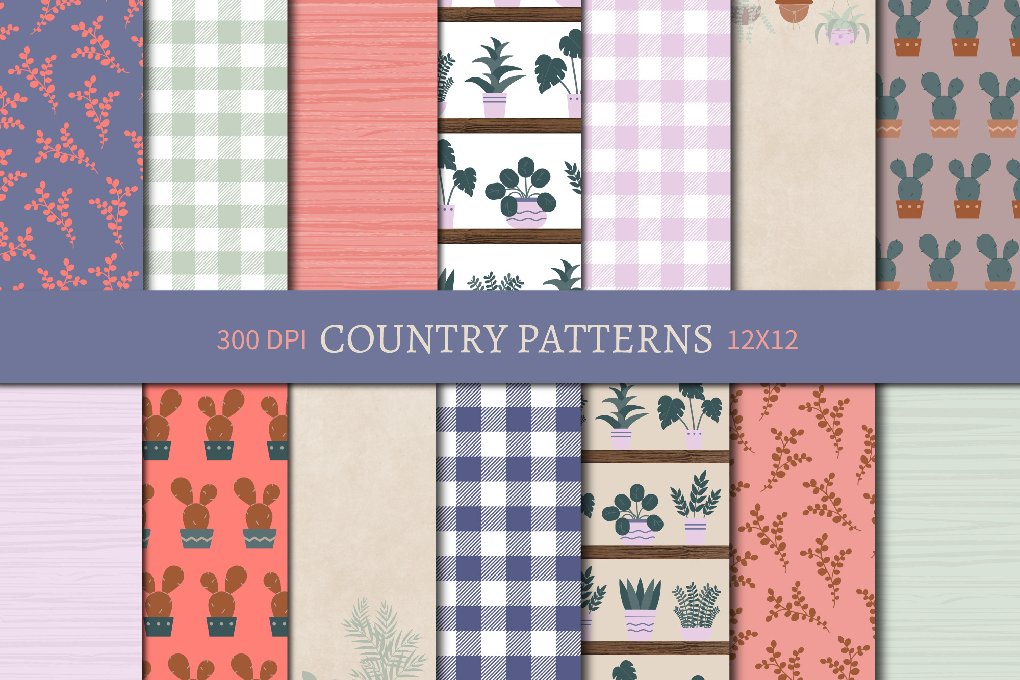 Country Patterns Scrapbook Paper, a Pattern Graphic by Patterns for Dessert