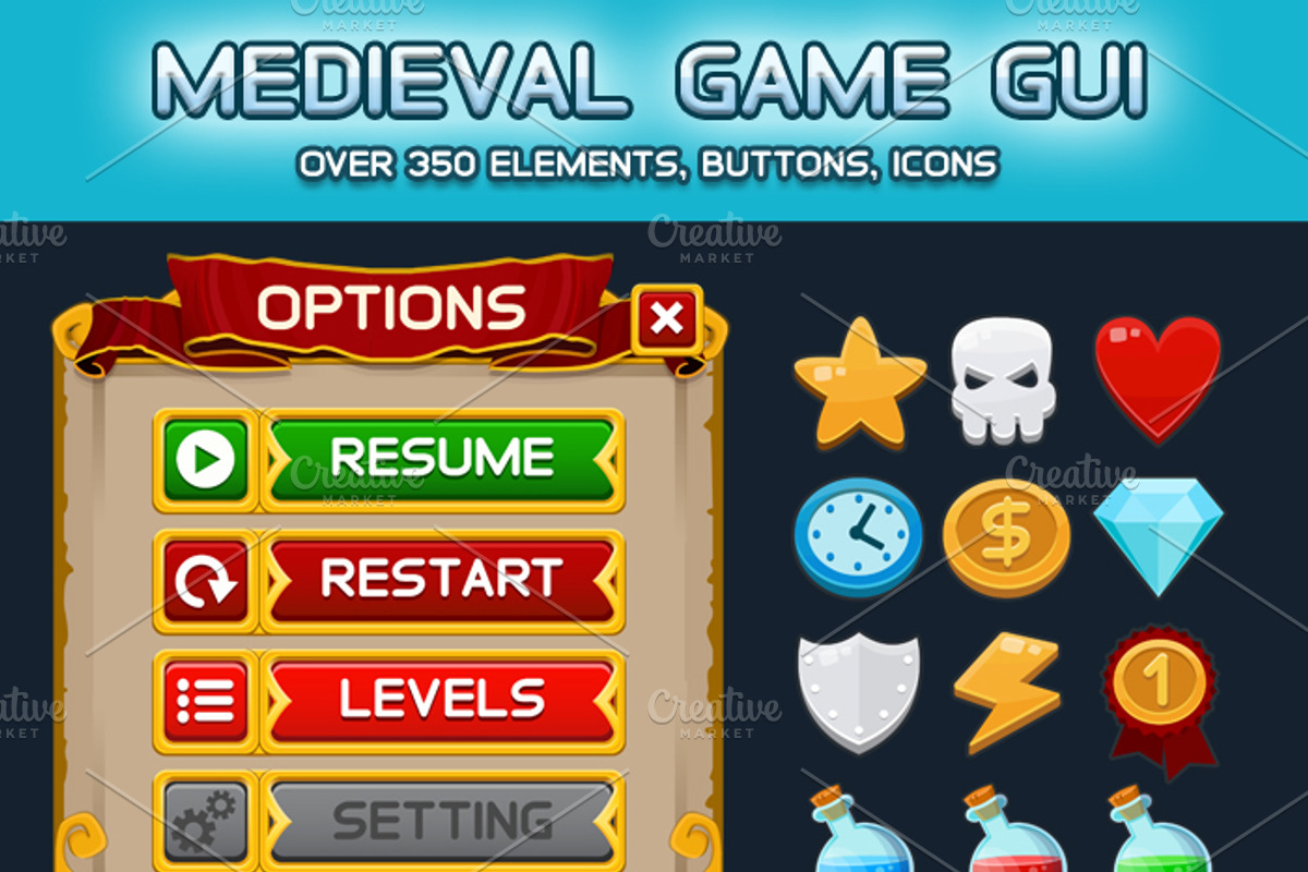 Medieval Game GUI Pack, a Texture Illustration by Saranai Store