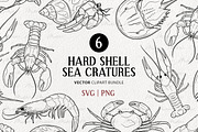 Hard Shell Sea Creatures Line Art, an Animal Illustration by MadliArt