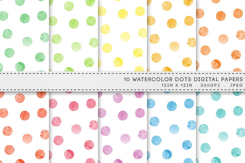Watercolor Dots Spots Digital Paper, a Pattern Graphic by AzmariDigitals