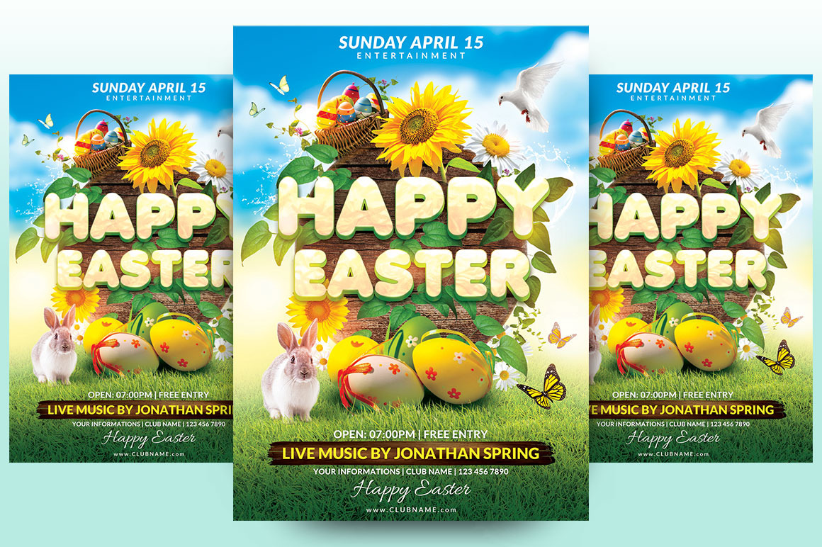 Happy Easter Flyer Template, a Flyer Template by Briell Design