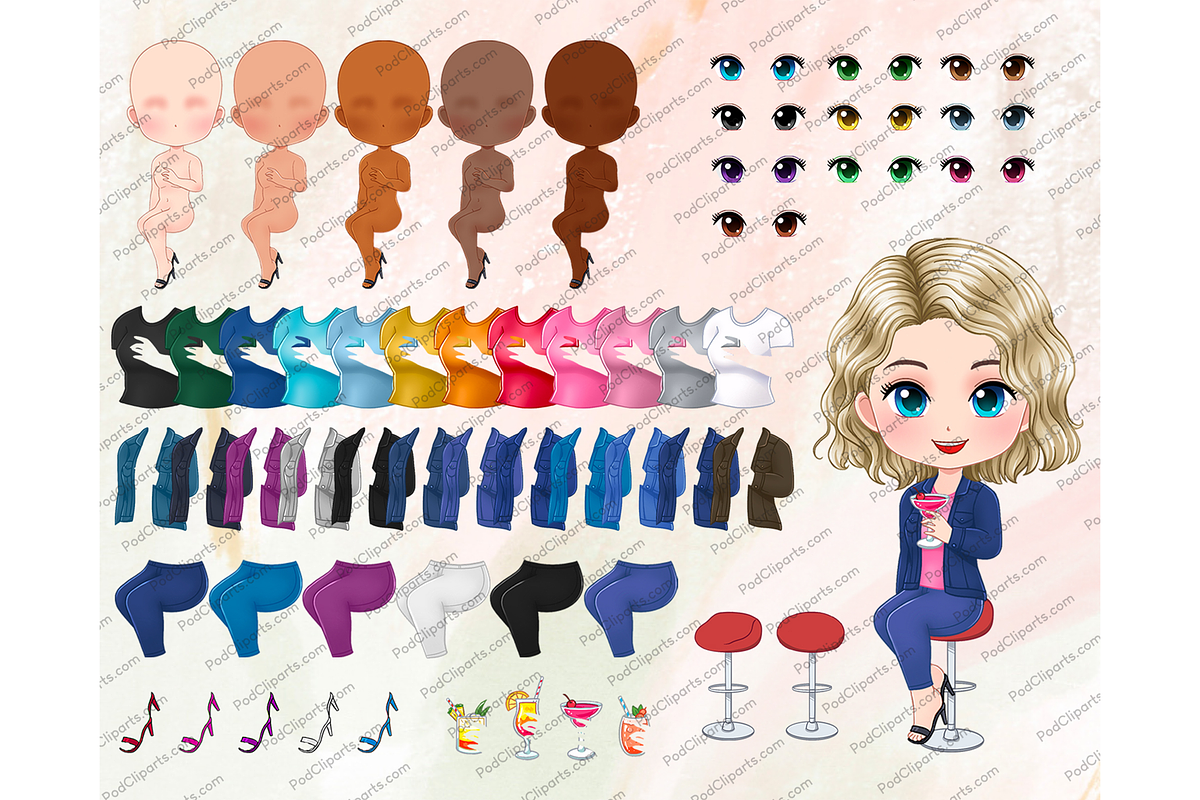 Couple Chibi, Besties Clipart PNG