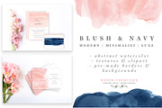 Blush and Navy Abstract Watercolor, a Texture Illustration by Essem ...