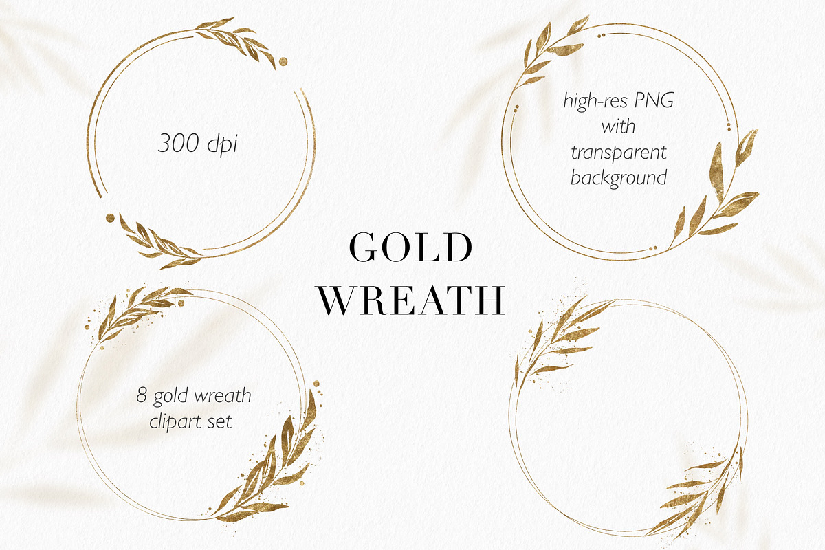 Gold Wreaths Clipart Floral PNG, a Decorative Illustration by ...
