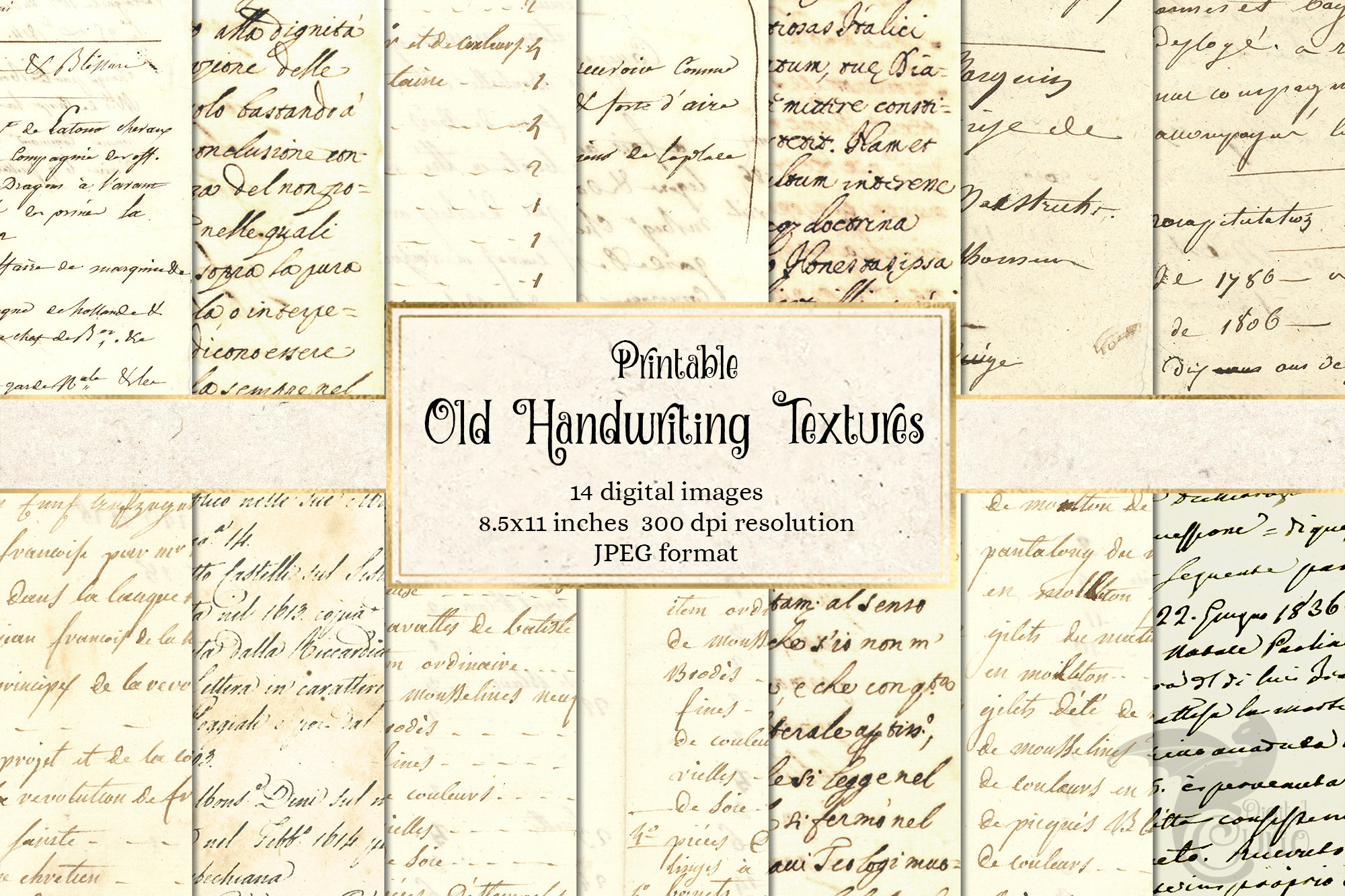 Printable Old Handwriting Textures, a Texture Graphic by Digital Curio