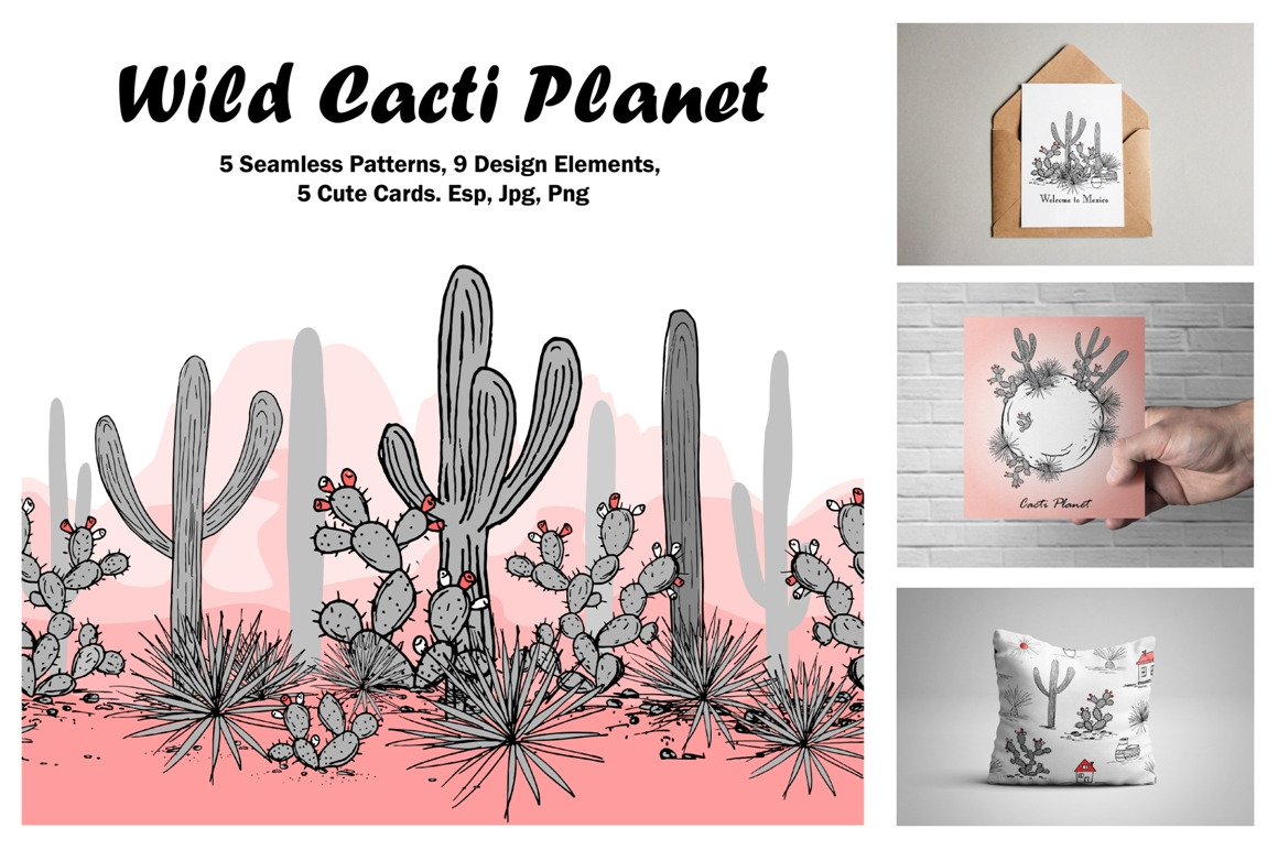 Wild Cacti Planet. Vector collection, an Illustration by Toltemara