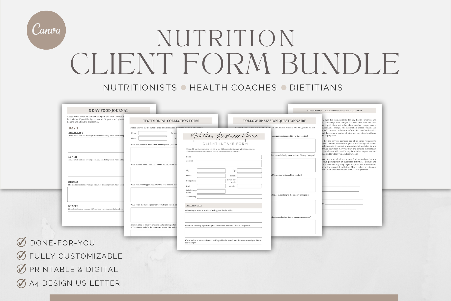 Nutrition Coach Client Intake Forms | Creative Market