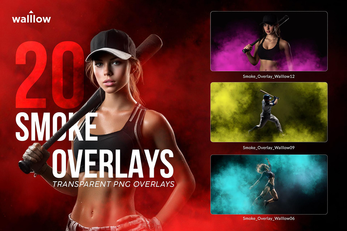 20 Color Smoke Photo Overlays PNG, a Layer Style Add-On by Walllow ...