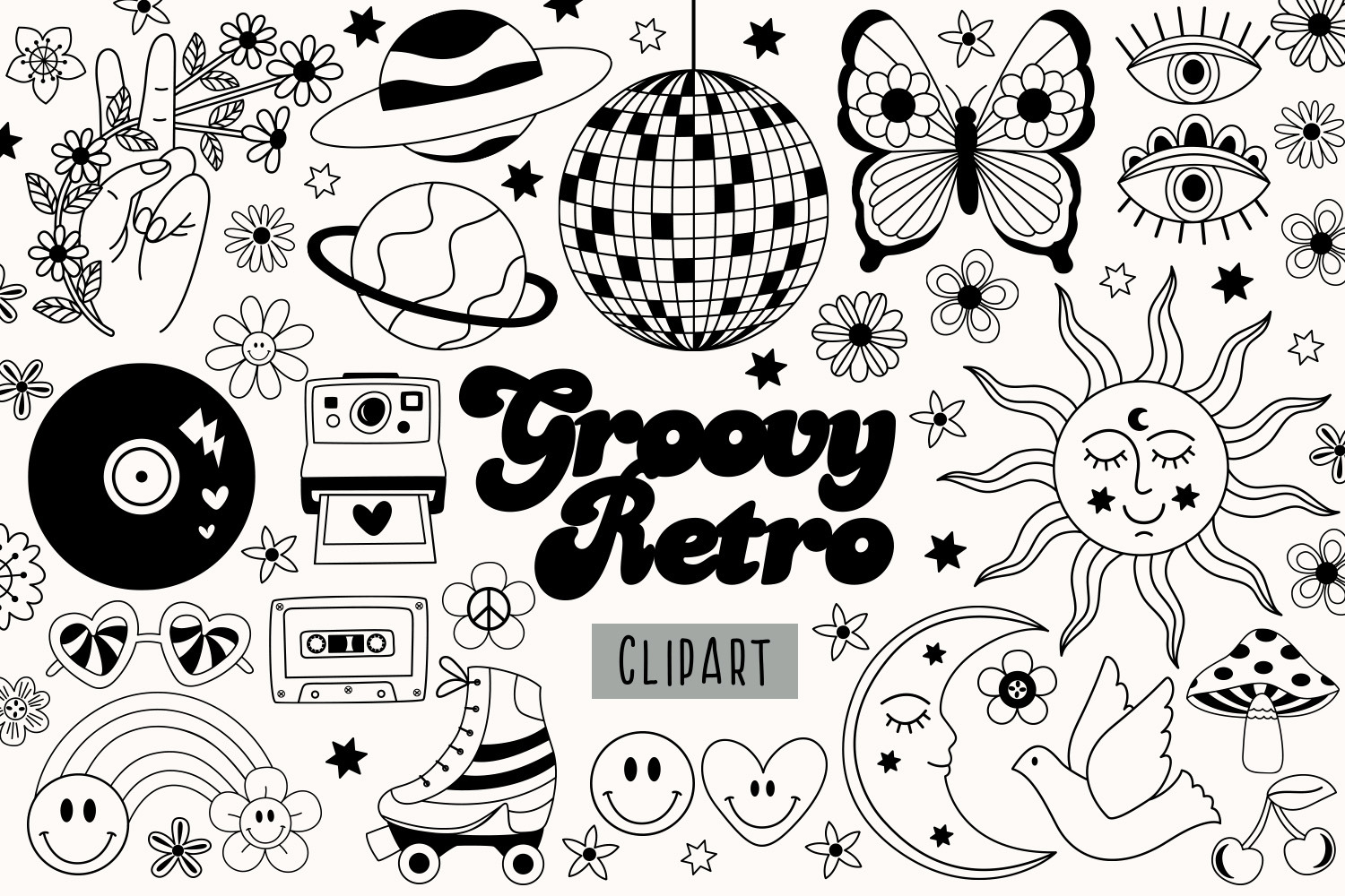 Black groovy retro graphic