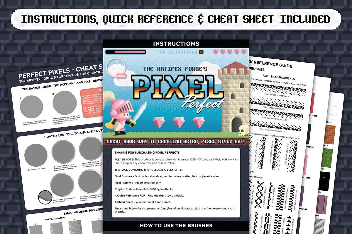8-bit Pixel Brushes, Patterns & Styles