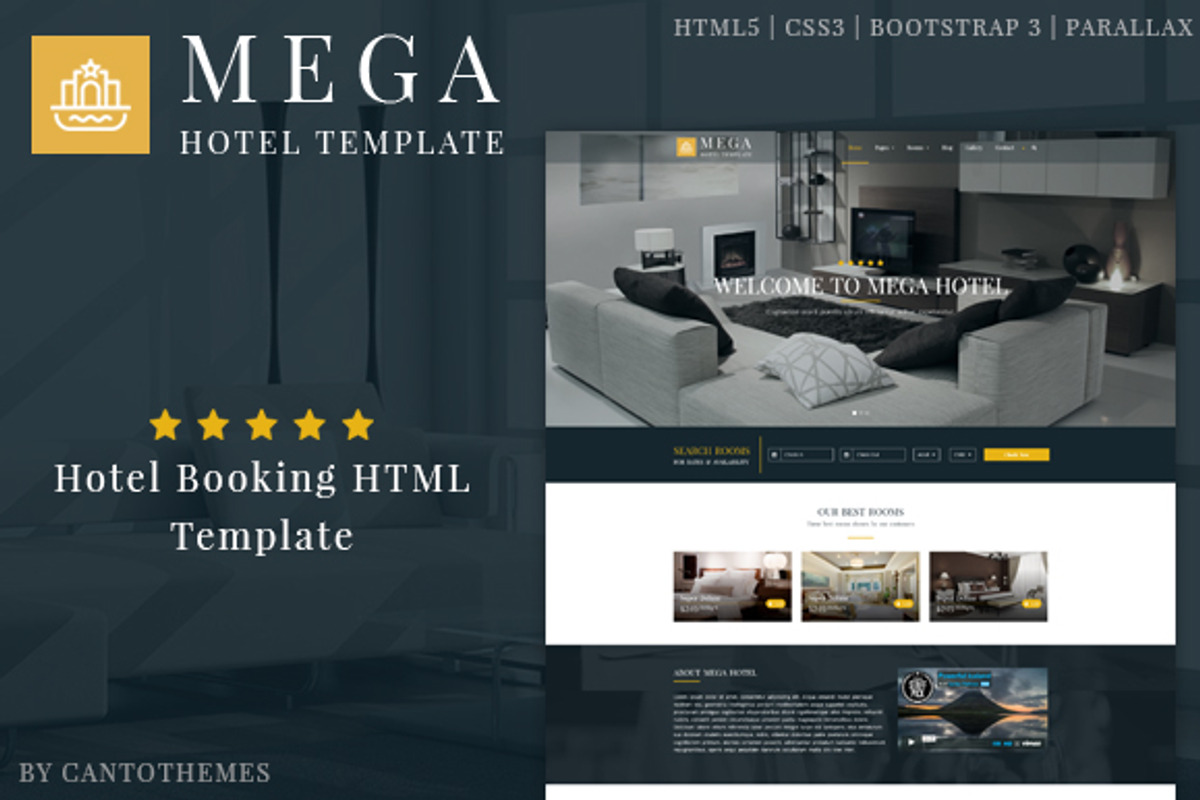 Mega - Hotel Booking Bootstrap Theme, a Bootstrap Template by CantoThemes