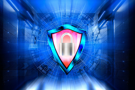 abstract image of Light traces. visualization hacker attacks on information data server, a ...