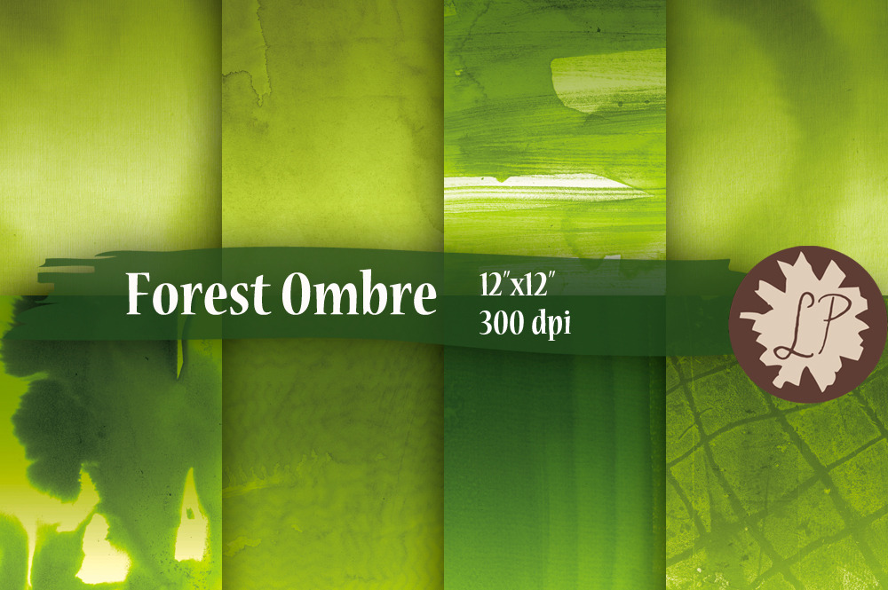 Green Ombre Watercolor, a Pattern Graphic by Liz Plummer