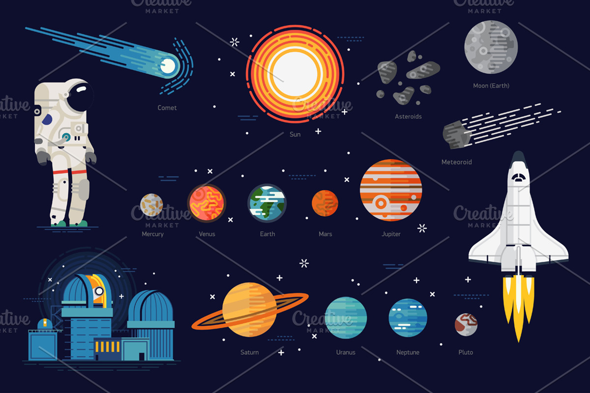 Space Exploration Set + Pattern, a Graphic by Masha Tace | Creative Market