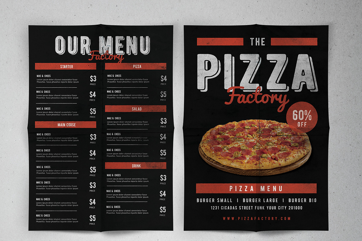 Pizza Factory Menu, a Flyer Template by lilyshop