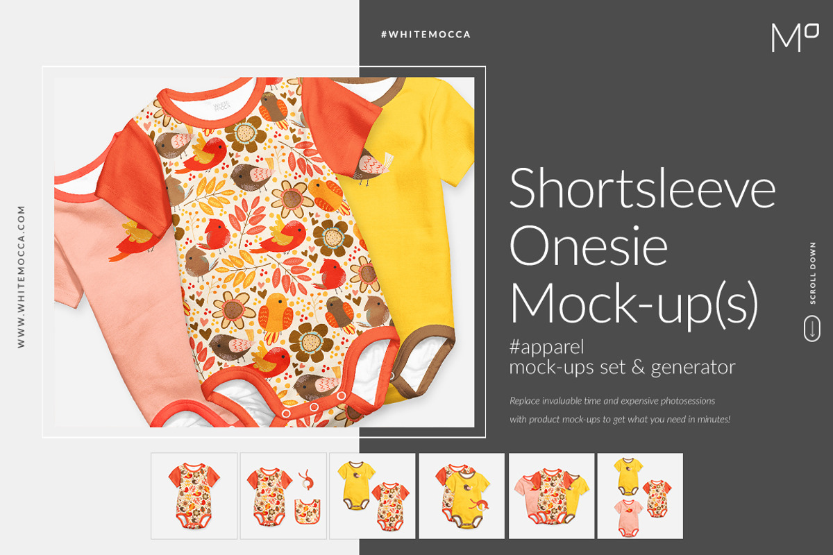 Shortsleeve Onesie Mock-up Generator, a Shirt Mockup by Mocca Mockups Store