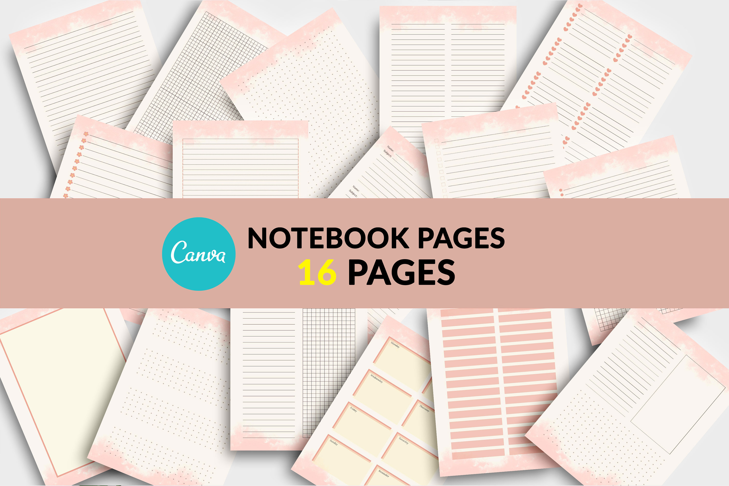 Digital Notebook Pages, a Stationery Template by Ultimate Template Shop