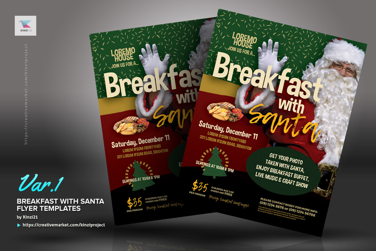 Breakfast With Santa Flyer Templates, a Flyer Template by kinzi21