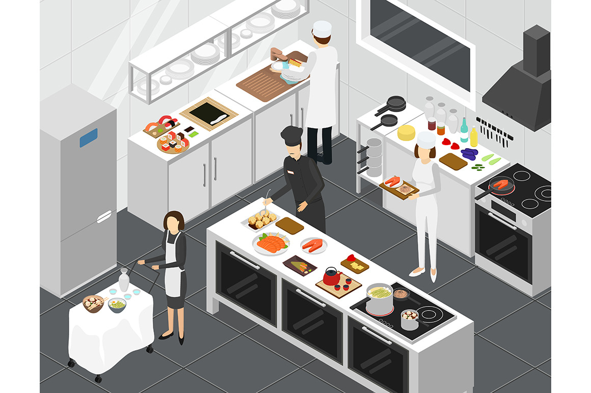 Restaurant Cooking Room Concept | Food Illustrations ~ Creative Market