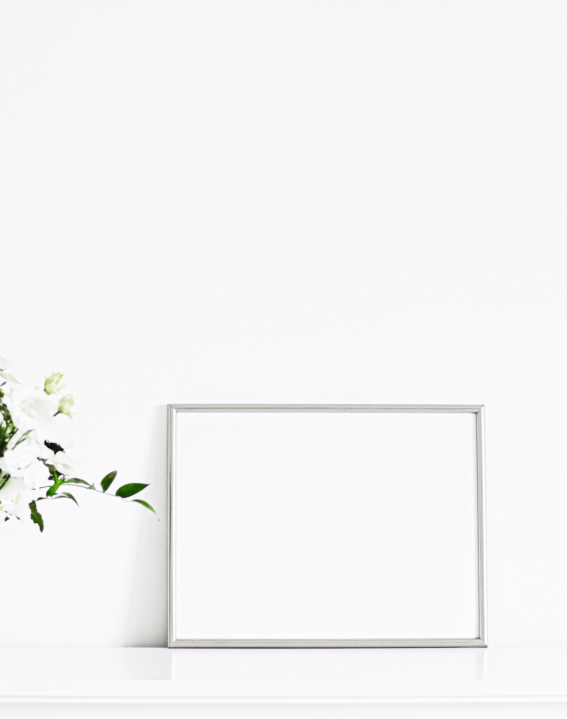 Silver frame on white furniture, luxury home decor and design fo, an ...