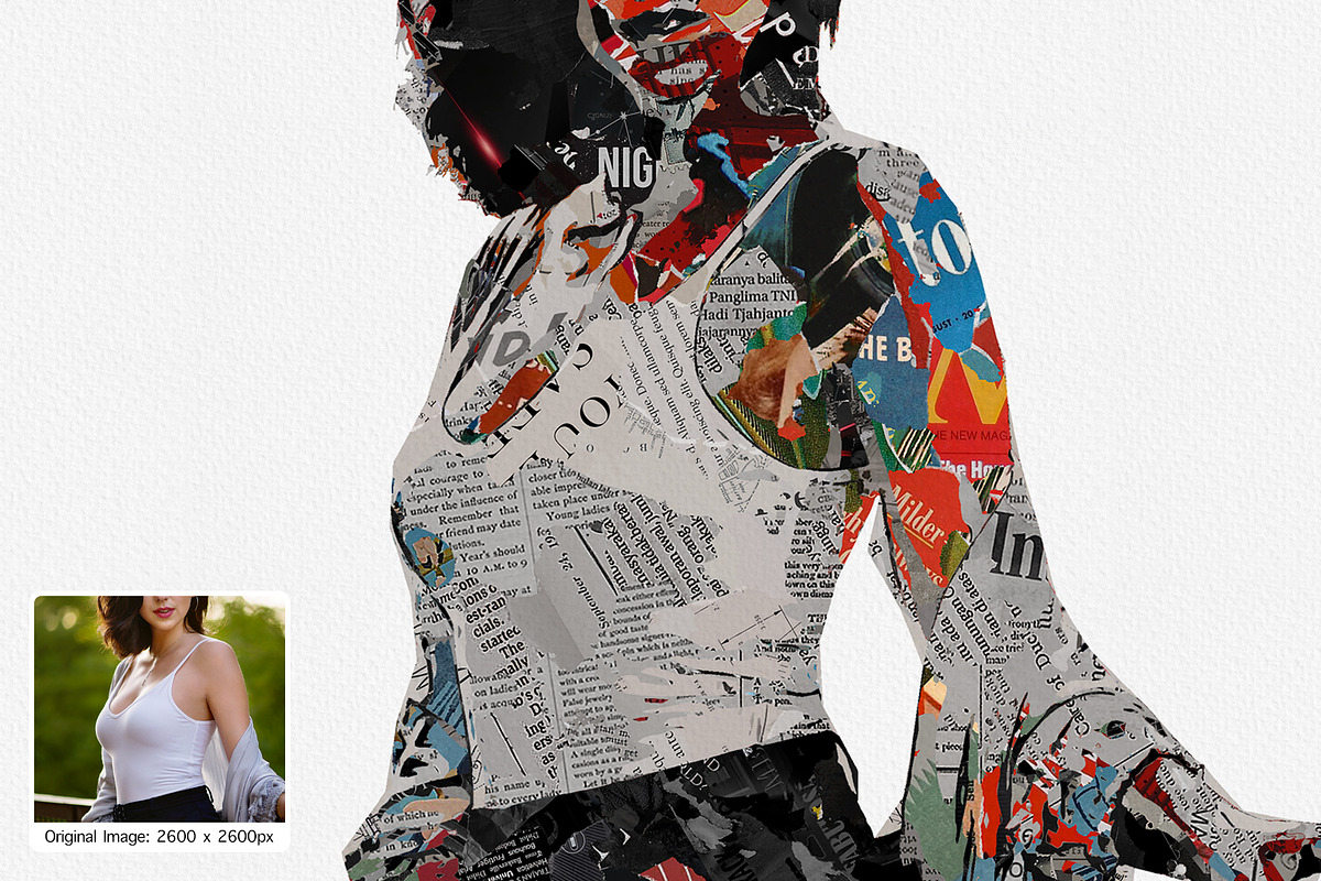 Collage Studio Paper Collage Effect, an Action Add-On by DesignRocket