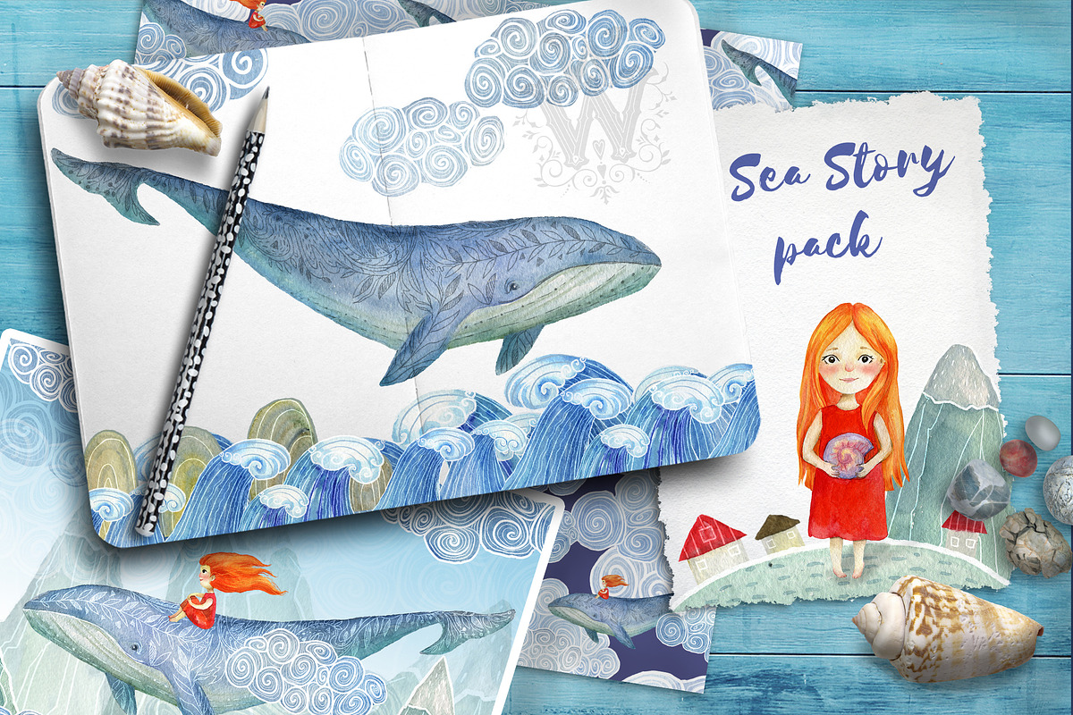 Sea story pack, an Animal Illustration by WonderWonder