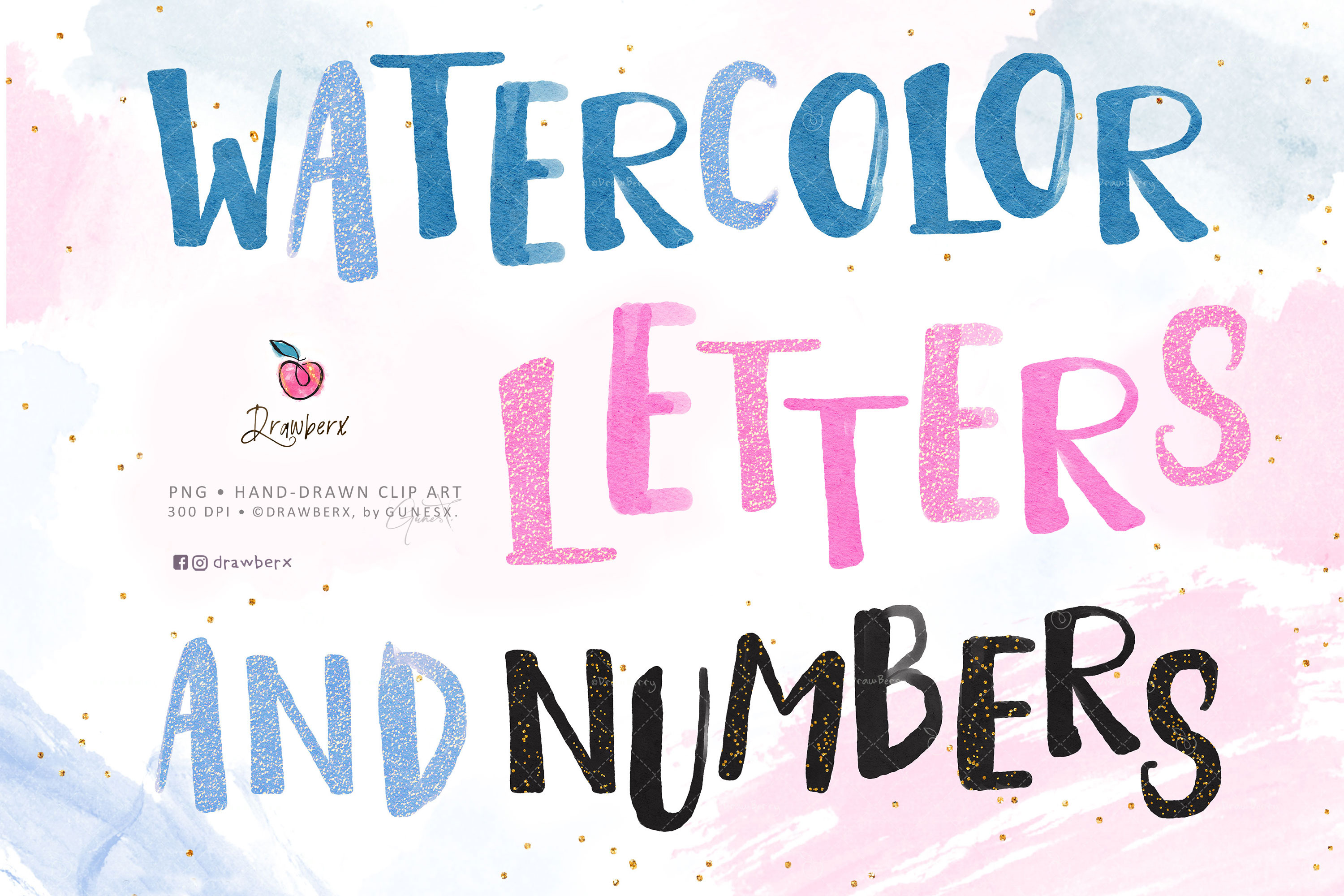 Watercolor Letters Clipart, cute 126, an Object Graphic by Drawberx