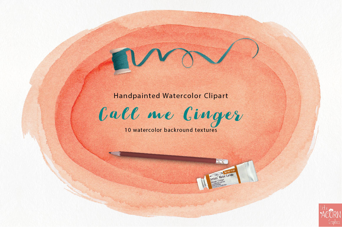 Watercolor clipart Call me Ginger, a Texture Illustration by ...