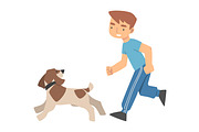 Young Boy Training His Dog Teaching, an Animal Illustration by TopVectors