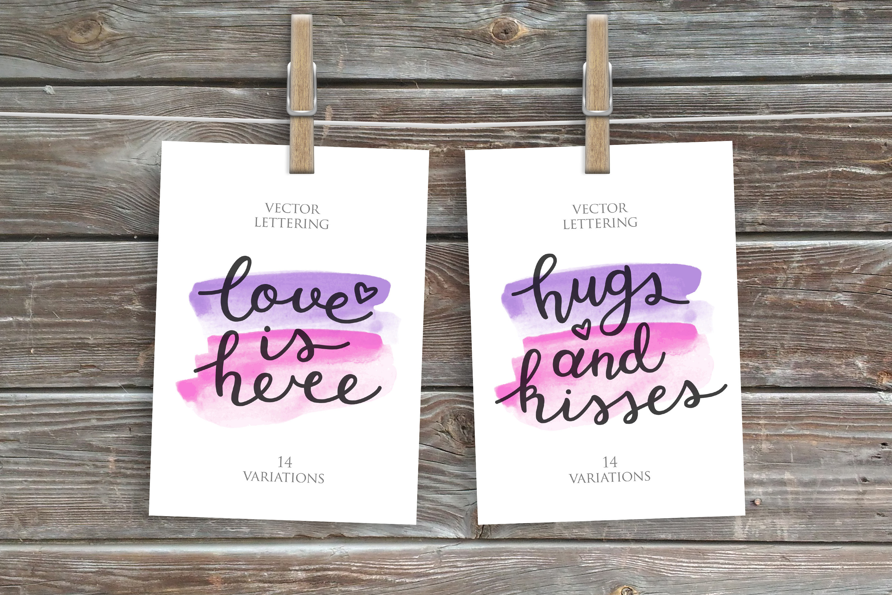 2 Love Lettering, 14 variations!, an Object Graphic by redcollegiya design